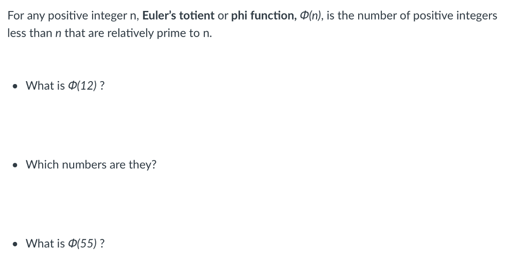 Solved For any positive integer n. Euler's totient or phi | Chegg.com