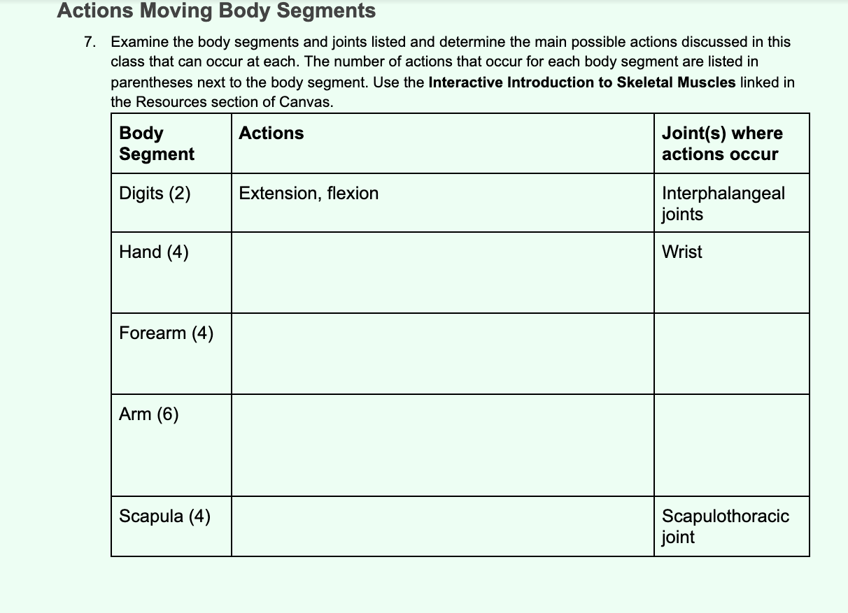 Solved Actions Moving Body Segments 7. Examine the body | Chegg.com