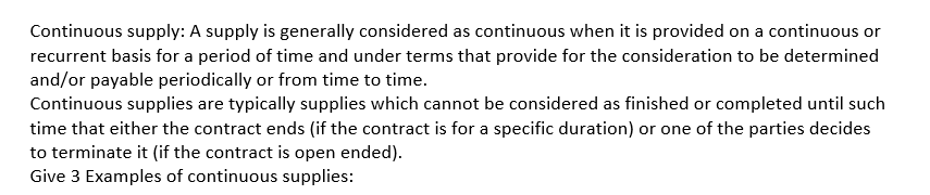 Solved Continuous supply: A supply is generally considered | Chegg.com