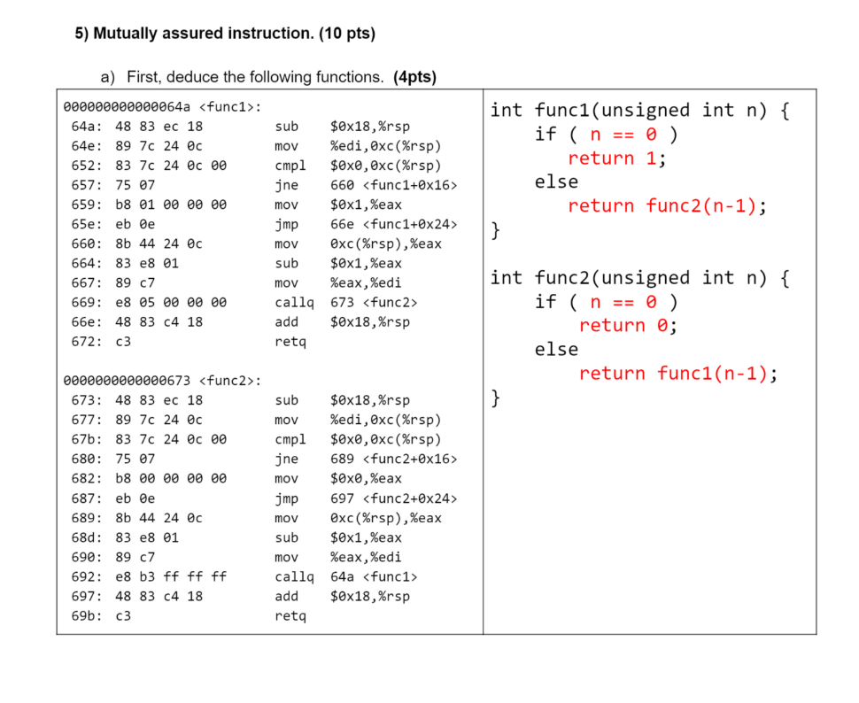 Solved 5) Mutually assured instruction. (10 pts) a) First, | Chegg.com