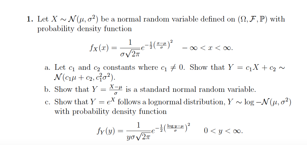 Solved 1. Let X N(u,02) be a normal random variable defined | Chegg.com