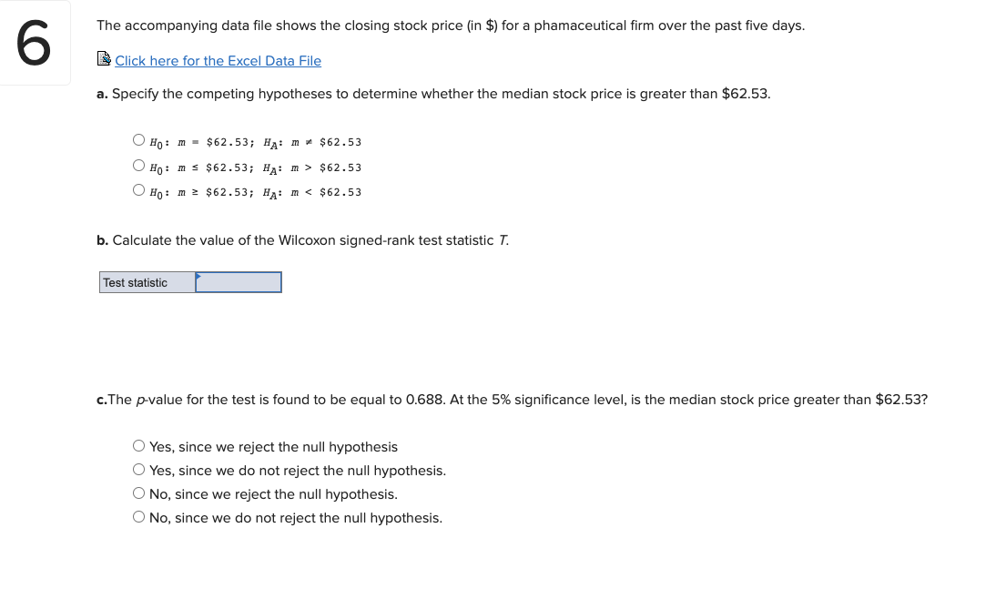 Solved The accompanying data file shows the closing stock | Chegg.com