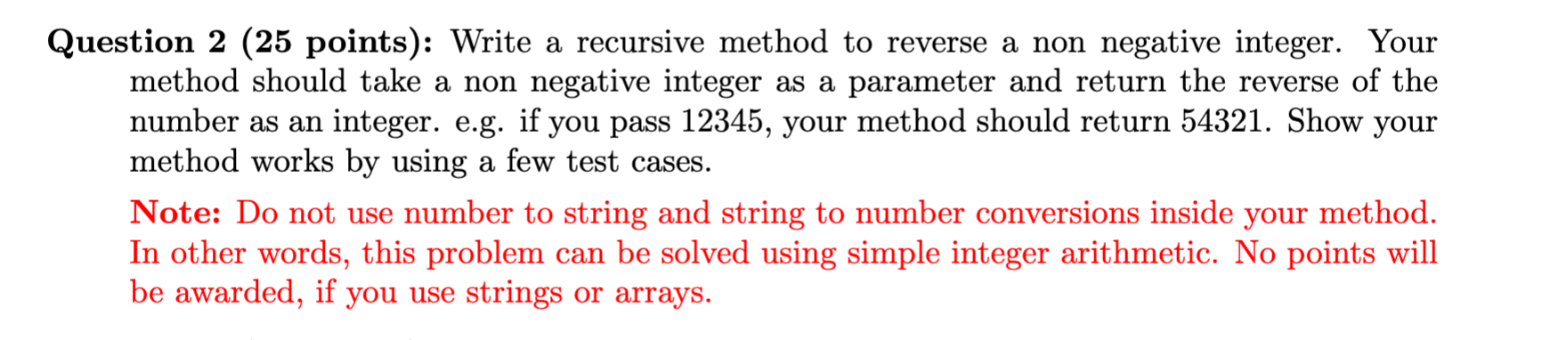 Solved Question 2 25 Points Write A Recursive Method To 9149