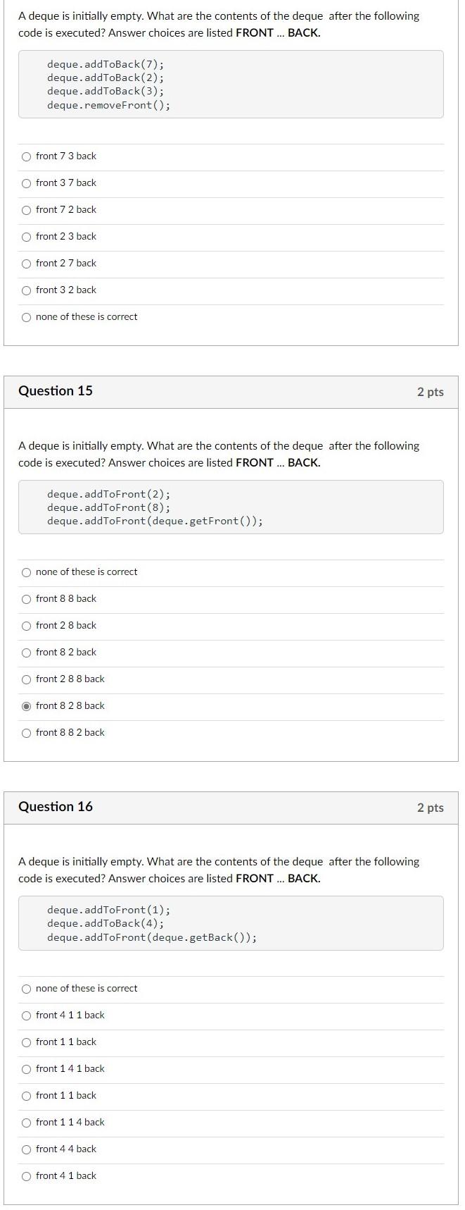 Solved A deque is initially empty. What are the contents of | Chegg.com Solved A deque is initially empty. What are the contents of | Chegg.com