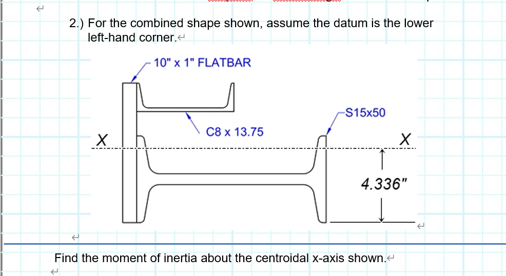 Solved 2.) For the combined shape shown, assume the datum is | Chegg.com