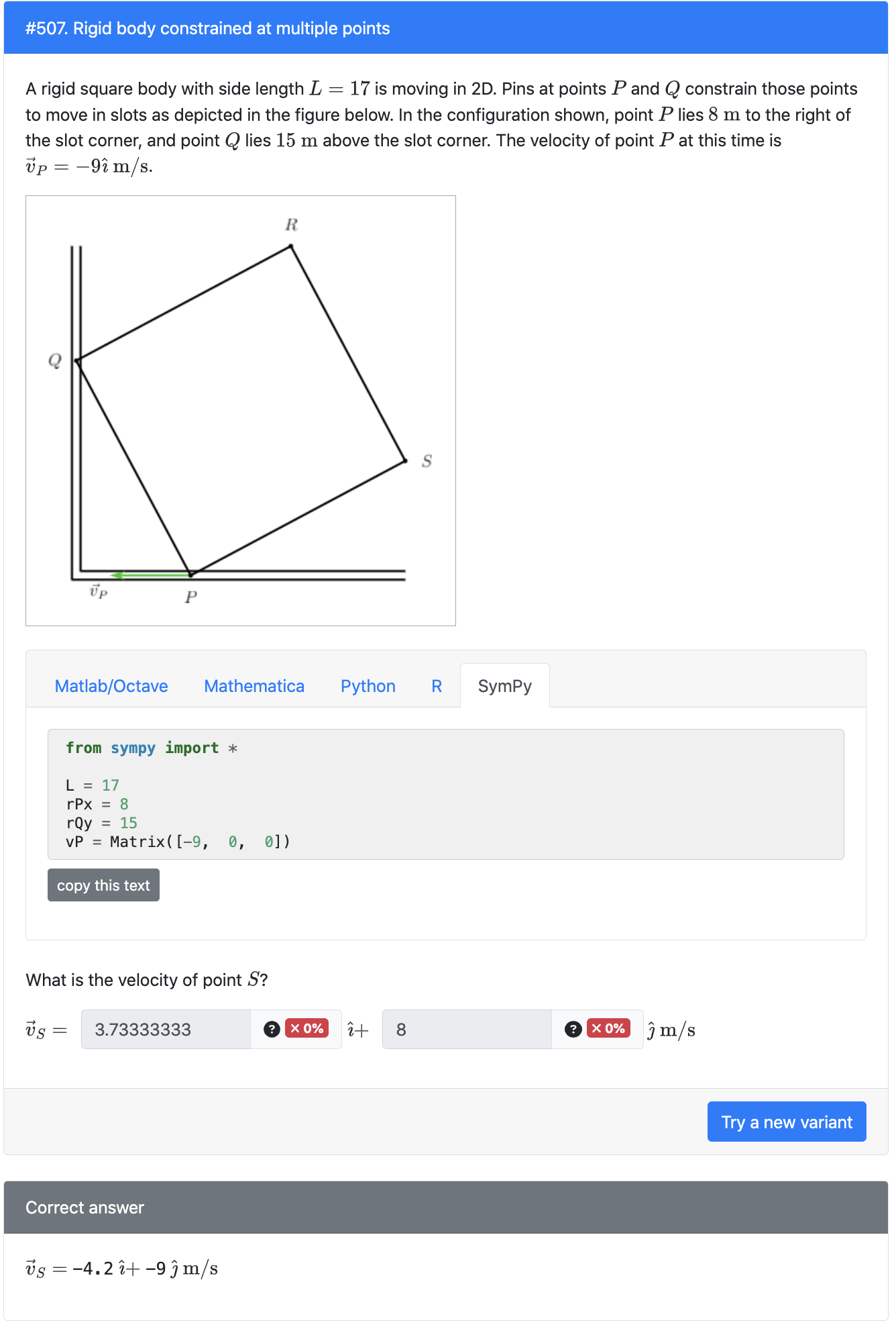 Solved A rigid square body with side length L=17 is moving | Chegg.com