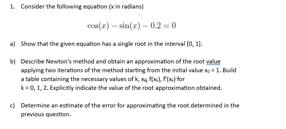 Solved Consider the following equation ( x ﻿in | Chegg.com