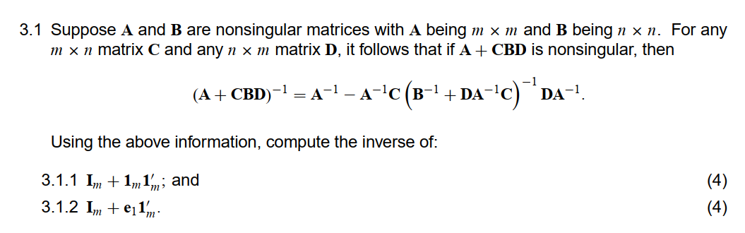 Solved 3.1 Suppose A and B are nonsingular matrices with A | Chegg.com