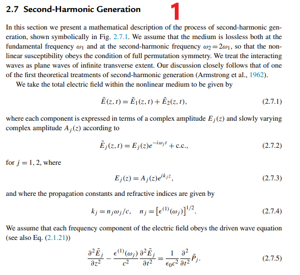 Solved 2.7 Second-Harmonic Generation 1 In this section we | Chegg.com