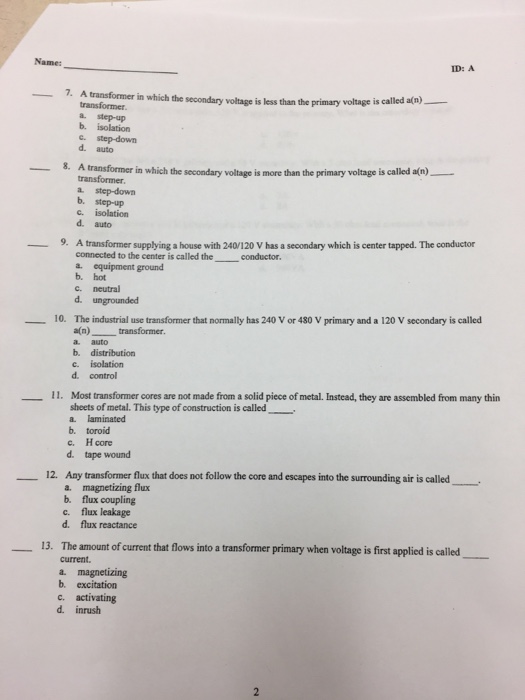 Solved ID: A Name: Class: Date: Unit 28 Multiple Choice | Chegg.com