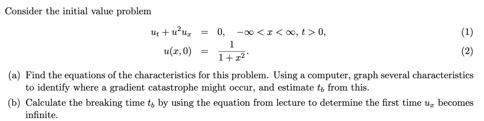 Solved Consider the initial value problem Ut + u’ux = 0, -0 | Chegg.com