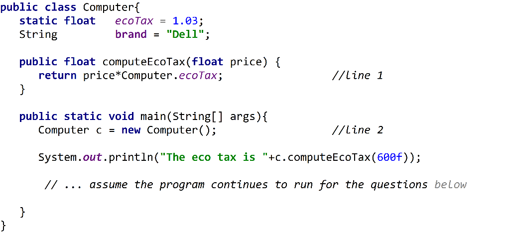 Solved What memory (from the Computer class above) could be | Chegg.com