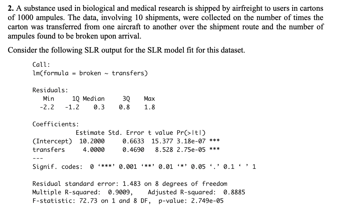 Solved 2. A substance used in biological and medical | Chegg.com