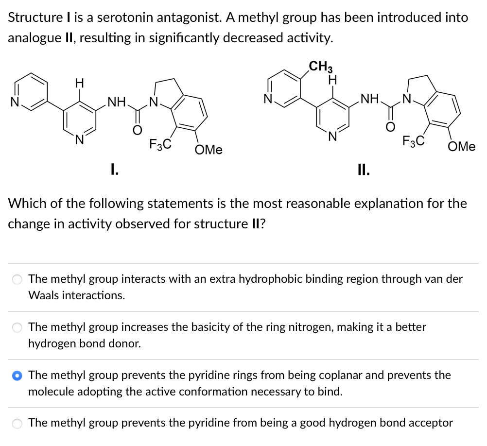Solved Structure I is a serotonin antagonist. A methyl group | Chegg.com