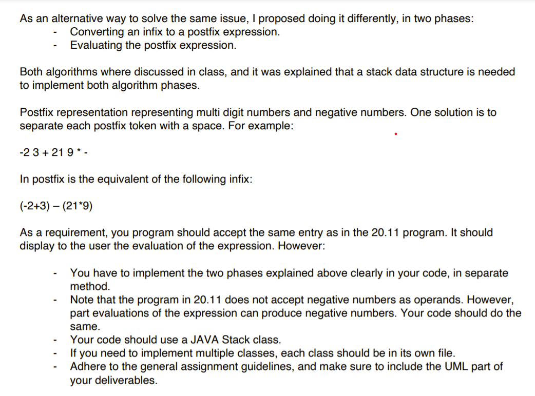 Solved I need a program about PostFix Evaluate Expression in | Chegg.com