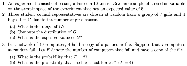 Solved 1. An experiment consists of tossing a fair coin 10 | Chegg.com