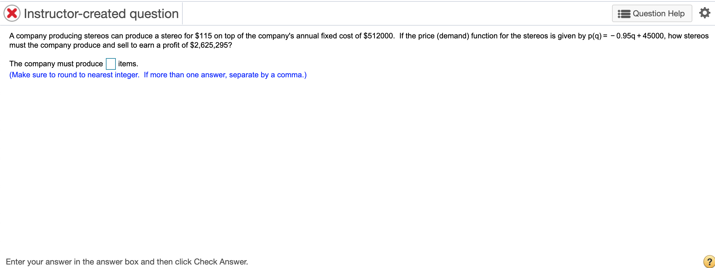 Solved X Instructor-created question Question Help A company | Chegg.com