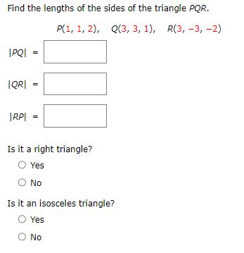 Solved Find the lengths of the sides of the triangle \\( P Q | Chegg.com