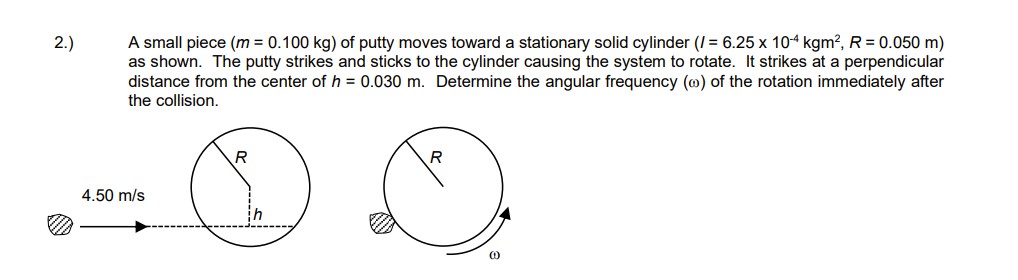 Solved A small piece (m=0.100 kg) of putty moves toward a | Chegg.com