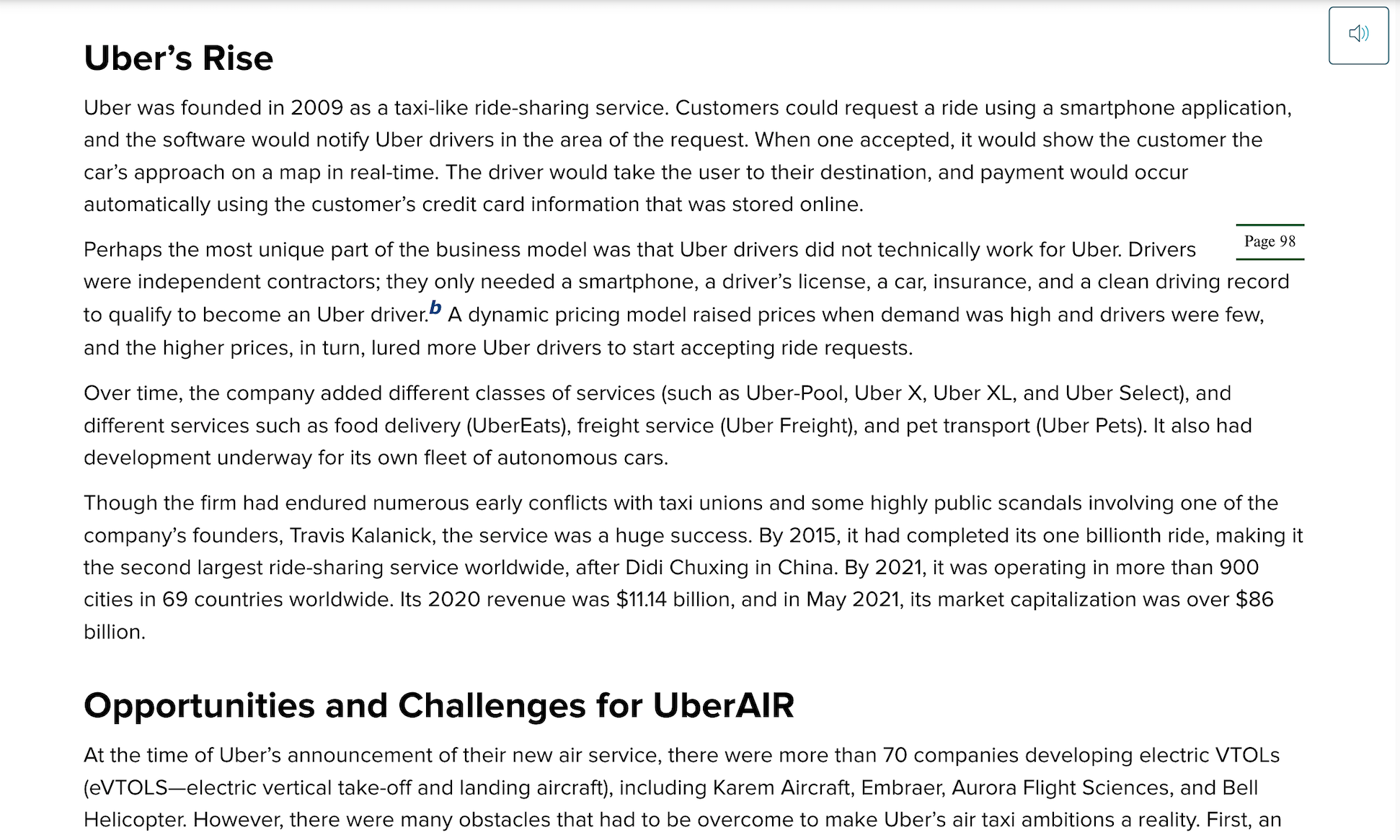 Solved Opportunities and Challenges for UberAIR At the time | Chegg.com