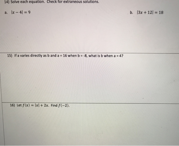 Solved 14) Solve each equation. Check for extraneous | Chegg.com