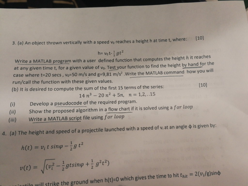 Solved 3. (a) An object thrown vertically with a speed vo | Chegg.com