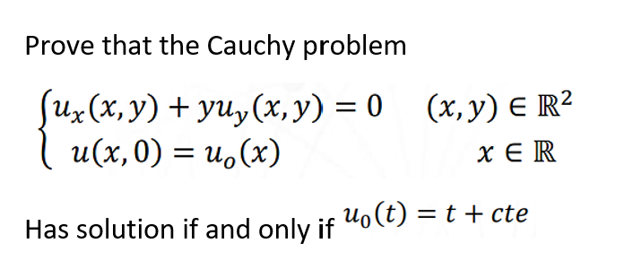 Prove that the Cauchy problem | Chegg.com