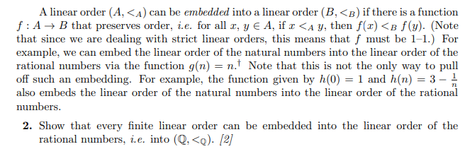 Solved A linear order (A, | Chegg.com