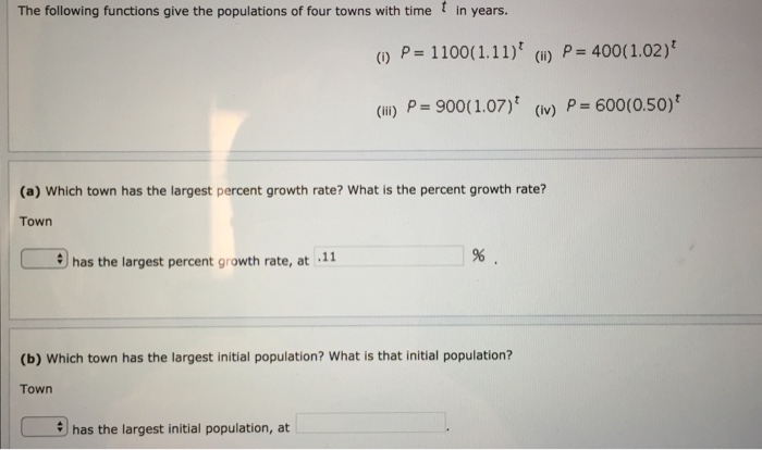 Solved The Following Functions Give The Populations Of Four