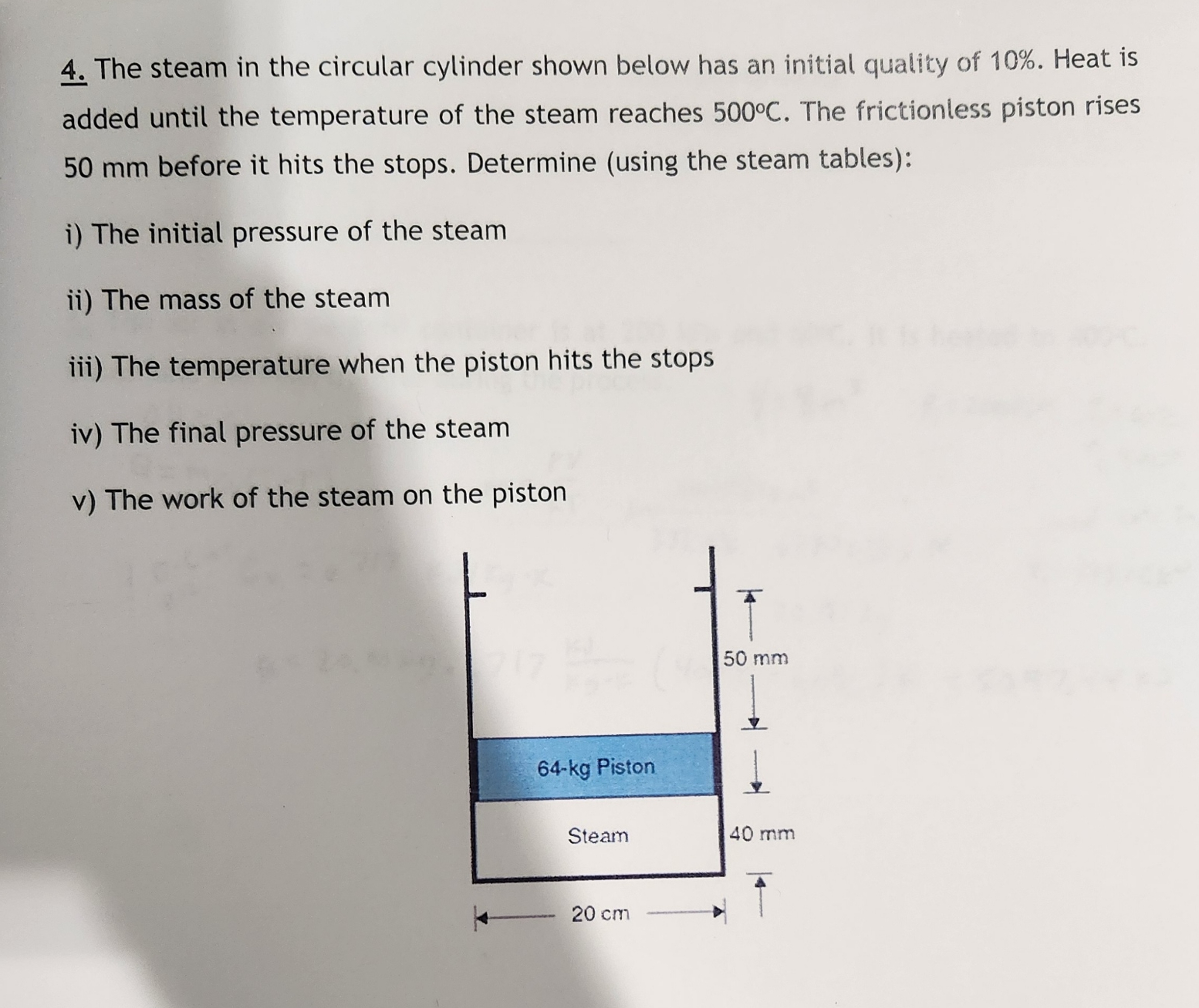 Solved The steam in the circular cylinder shown below has an | Chegg.com