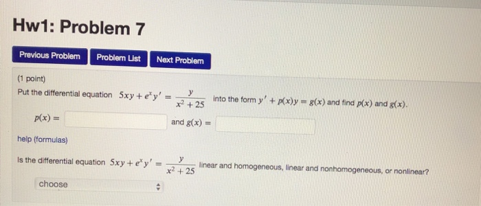 Solved Hw1: Problem 7 Previous Problem Problem ListNext | Chegg.com Solved Hw1: Problem 7 Previous Problem Problem ListNext | Chegg.com