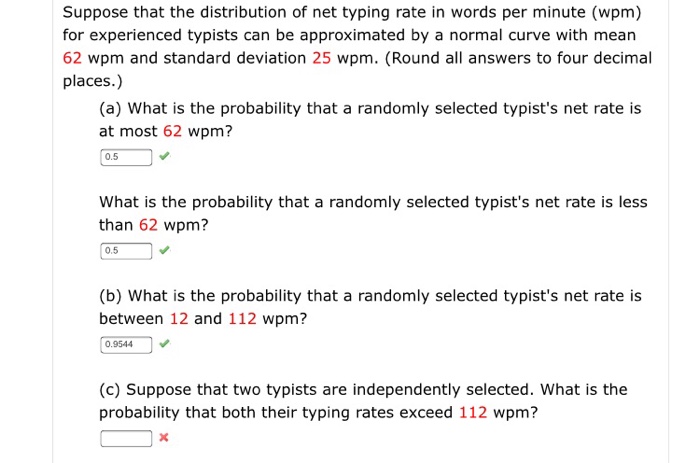 Solved Suppose that the distribution of net typing rate in | Chegg.com