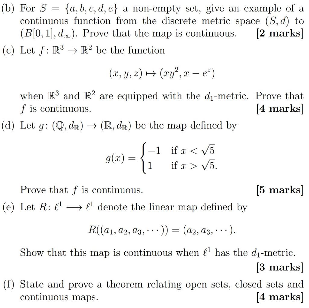 Solved = (b) For S {a,b, c, d, e} a non-empty set, give an | Chegg.com