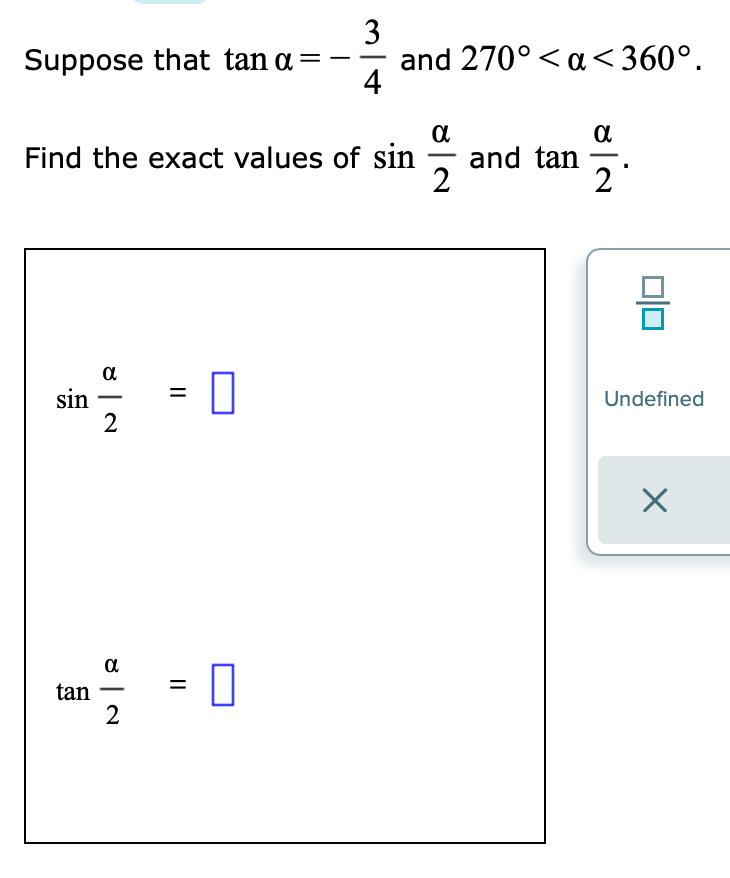 Solved Suppose that tan a 3 and 270° | Chegg.com