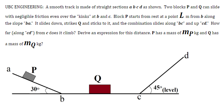 Solved UBC ENGINEERING: A smooth track is made of straight | Chegg.com