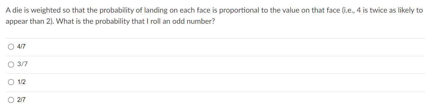 Solved A die is weighted so that the probability of landing | Chegg.com