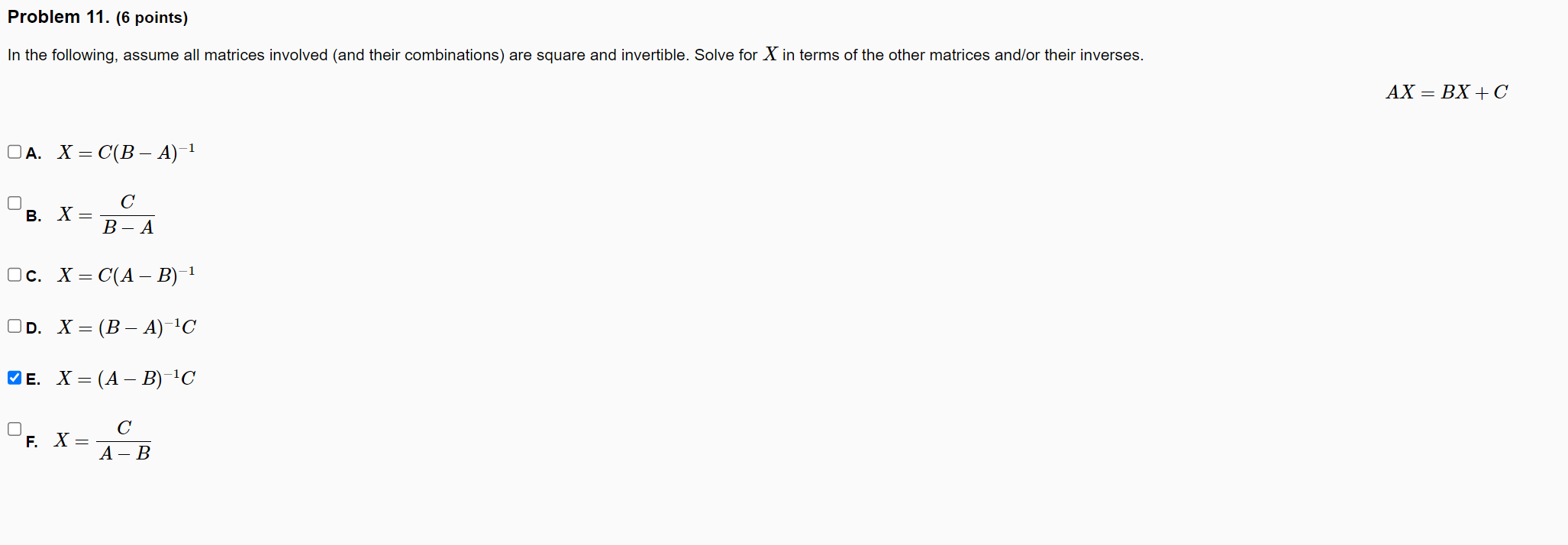 Solved In the following, assume all matrices involved (and | Chegg.com
