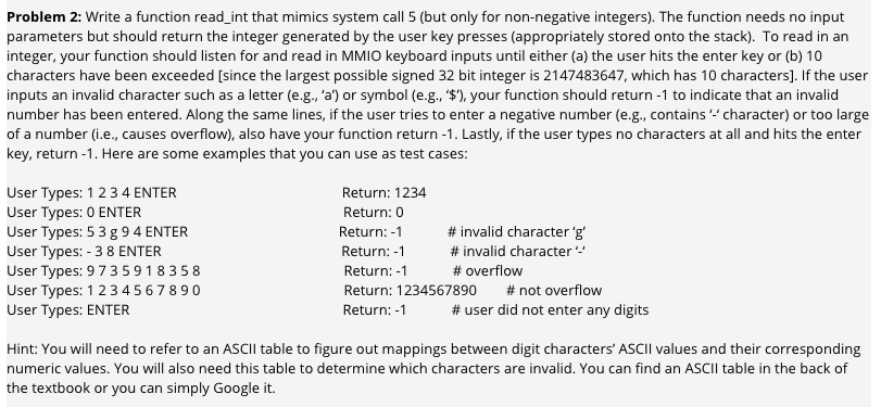 Solved Problem 2 Write A Function Read Int That Mimics