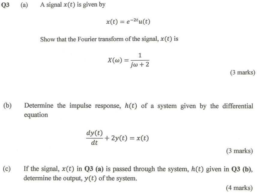 Solved Q3 (a) ﻿A signal x(t) ﻿is given byx(t)=e-2tu(t)Show | Chegg.com