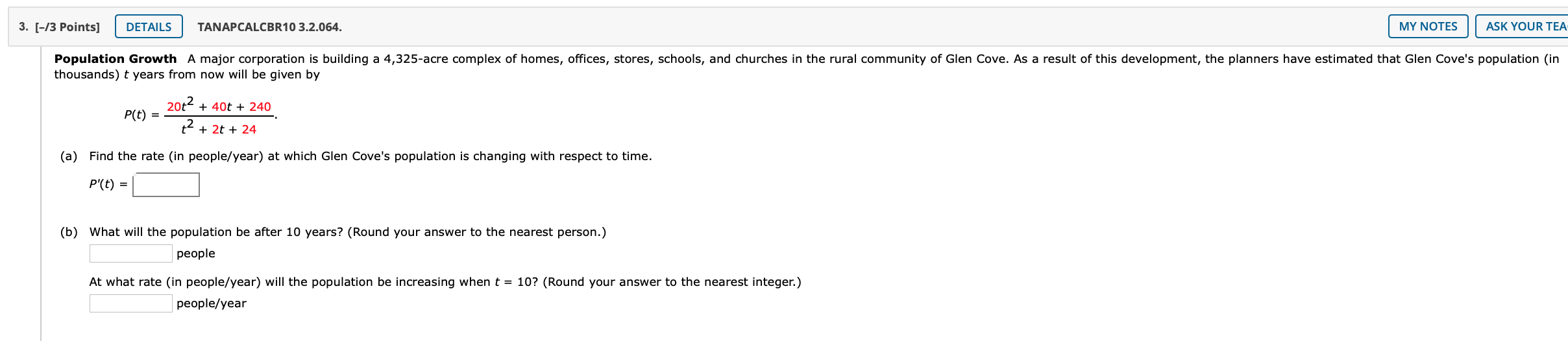 Solved 3. [-13 Points] DETAILS TANAPCALCBR10 3.2.064. MY | Chegg.com