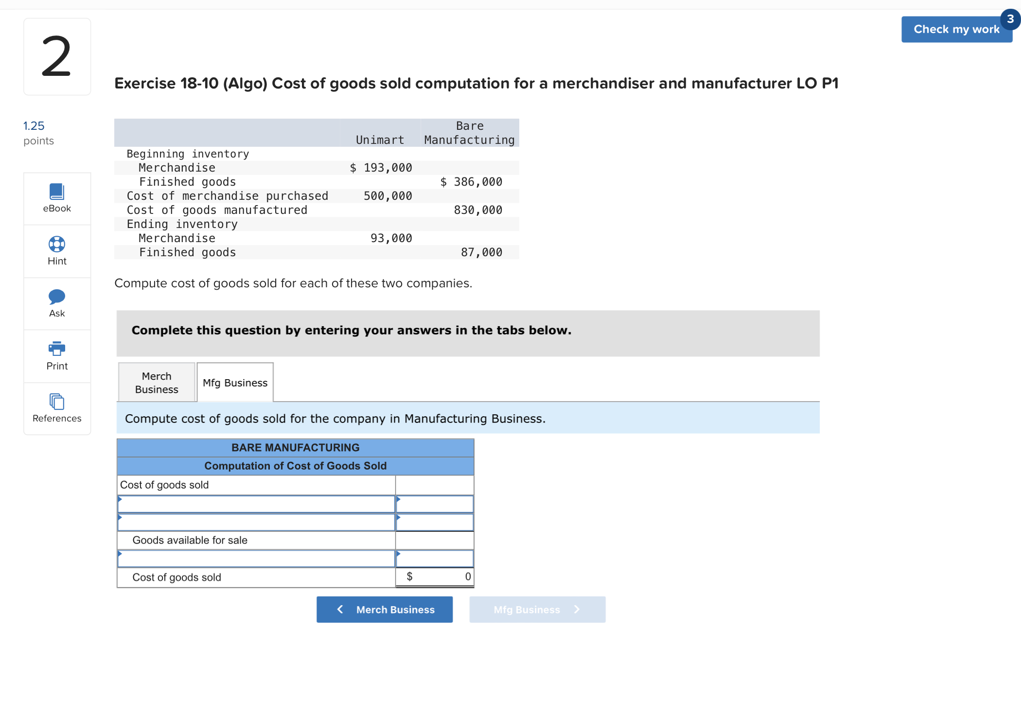 Solved xercise 18-10 (Algo) Cost of goods sold computation | Chegg.com Solved xercise 18-10 (Algo) Cost of goods sold computation | Chegg.com