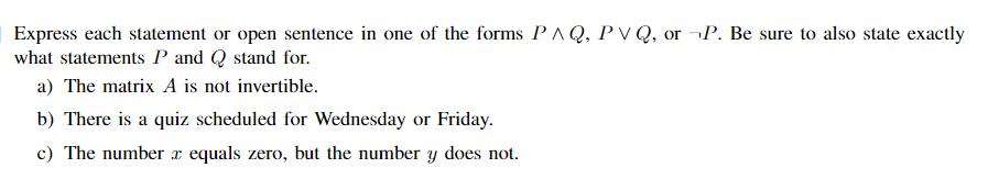 Solved Express each statement or open sentence in one of the | Chegg.com