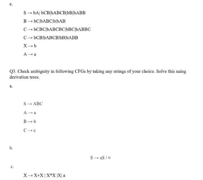 Solved Q.2 Convert the following CFGs into CNF. a. S→ BSB B | Chegg.com