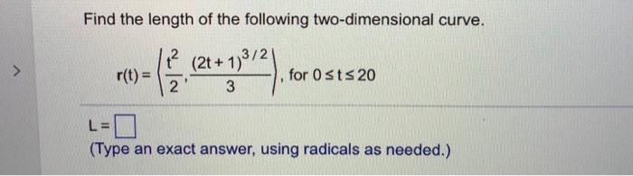 Solved Find the length of the following two-dimensional | Chegg.com