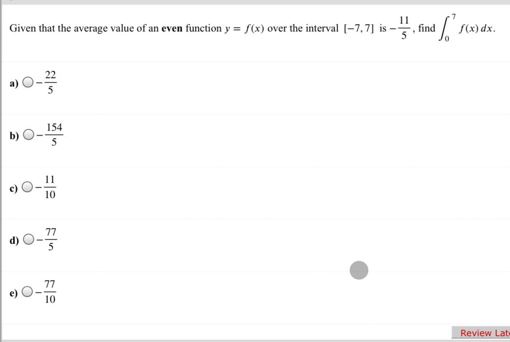 Solved Given that the average value of an even function | Chegg.com