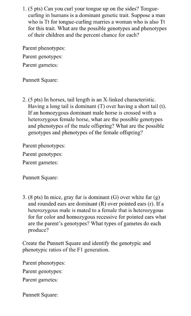Solved 1 5pts Can You Curl Your Tongue Up On The Sides