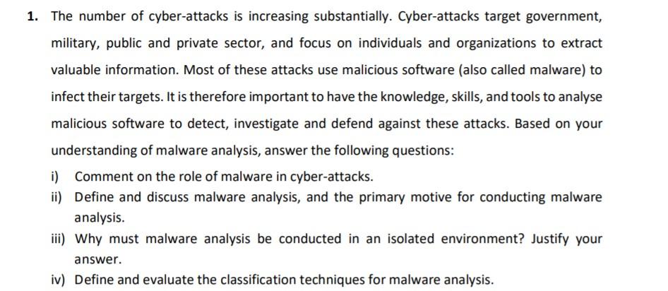 Solved 1. The number of cyber-attacks is increasing | Chegg.com
