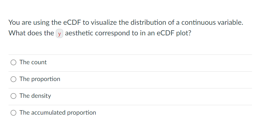 Solved You are using the eCDF to visualize the distribution | Chegg.com