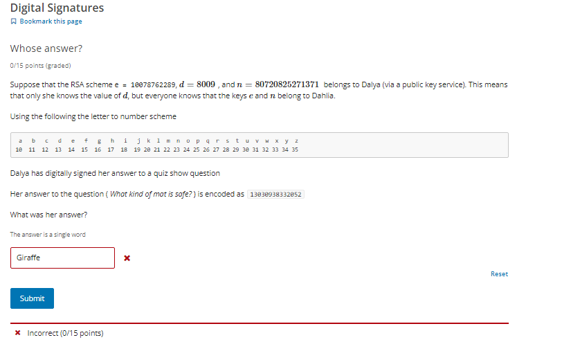 Digital Signatures A Bookmark this page Whose answer? | Chegg.com