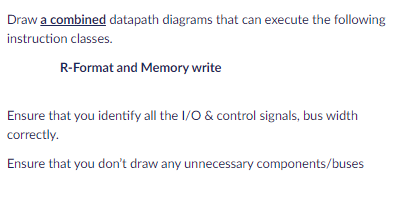 Solved Draw a combined datapath diagrams that can execute | Chegg.com